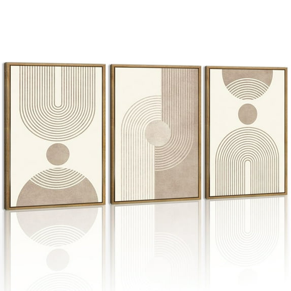 Boho Geometric Wall Art Beige Neutral Canvas Art Print Geometric ...