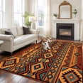 Boho Geometric Washable Area Rug 6x9 Retro Tribal Ethnic Grid Brown ...