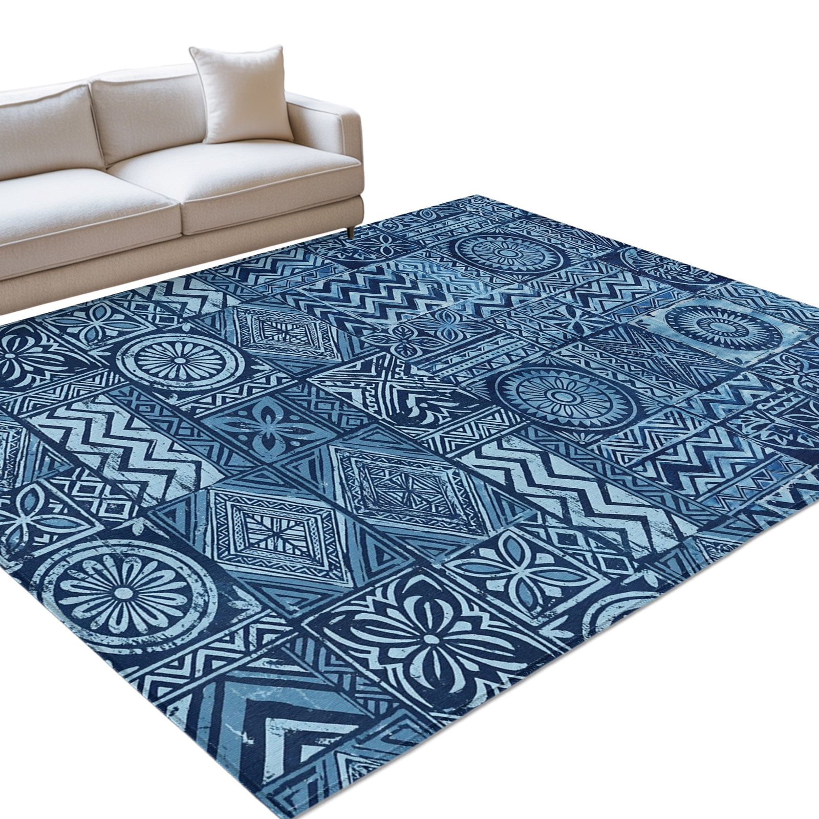 Boho Geometric Washable Rug 5x8 Area Rug for Living Room Bedroom Non ...