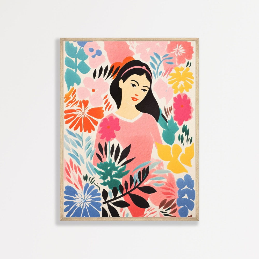 Boho Girl Wall Art Print Retro Mid Century Modern Decor Trendy Boho ...