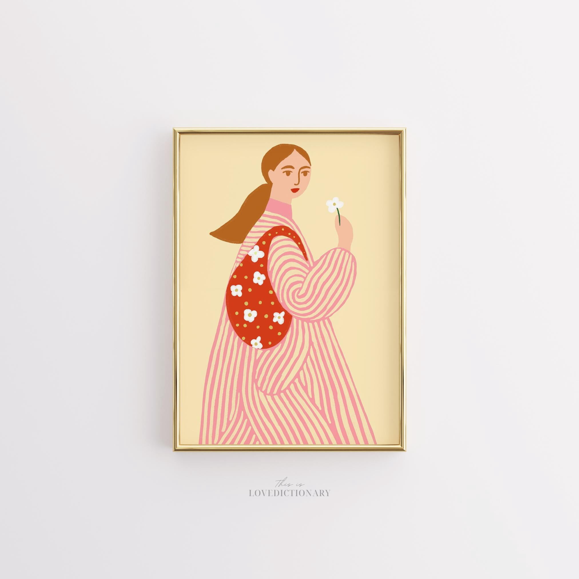 Boho Girl Wall Artabstract College Dorm Decor Bold Feminine Retro Line ...