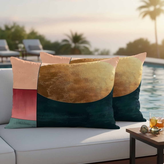 Boho Gold Circle Outdoor Pillow Covers 20x12 Inch Lumbar Pillow Covers ...