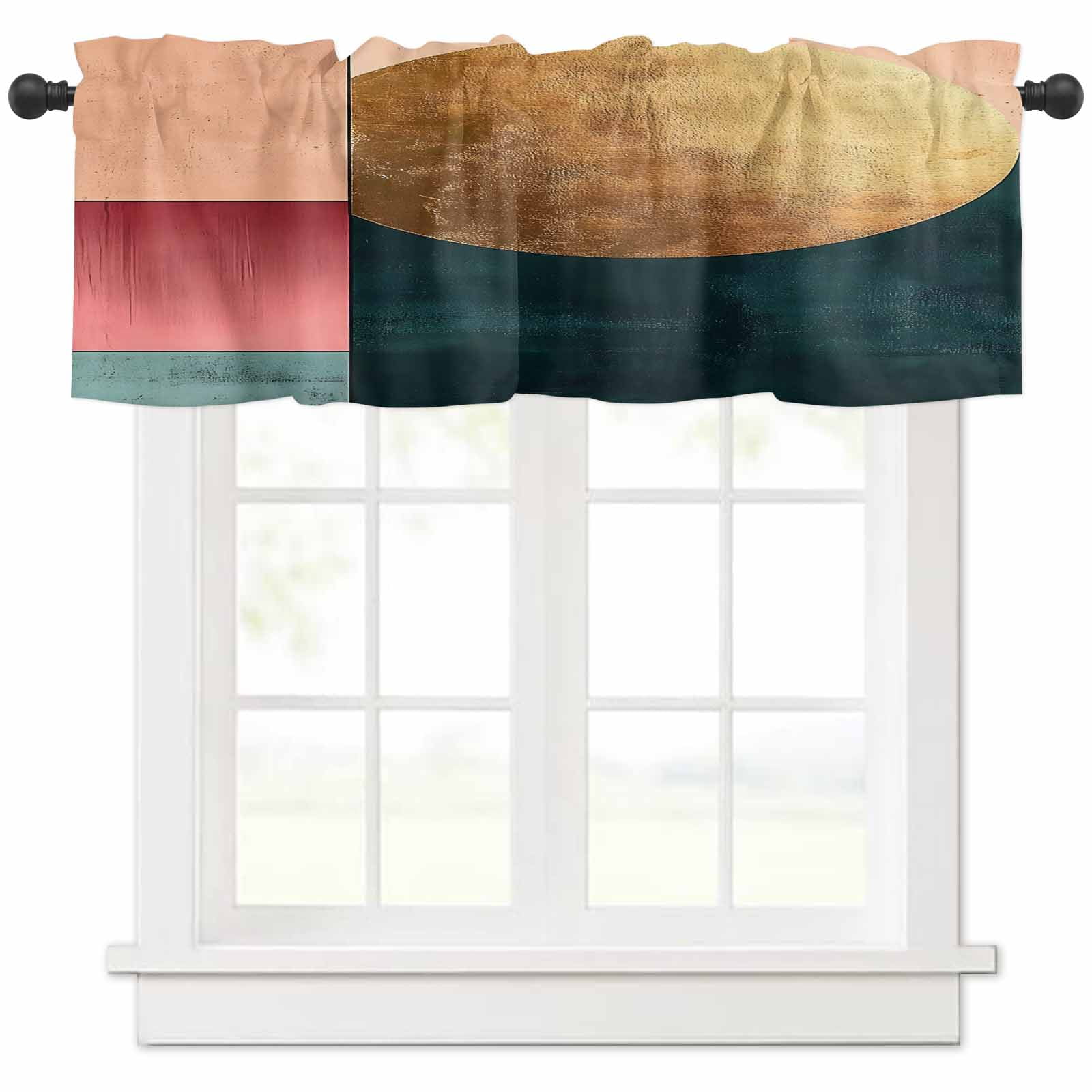 Boho Gold Circle Valances for Windows Farmhouse Kitchen Curtains ...