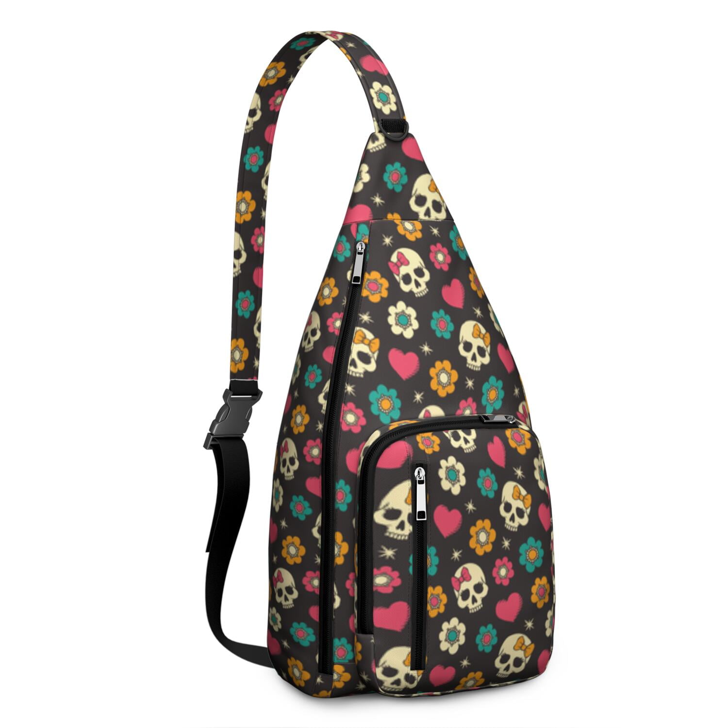 Boho Gothic Skull Drawstring Backpack – Artistic Day of the Dead ...