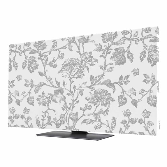 Boho Gray Flower TV Cover for 65 Inch Screen,Stretch Fabric Dustproof ...