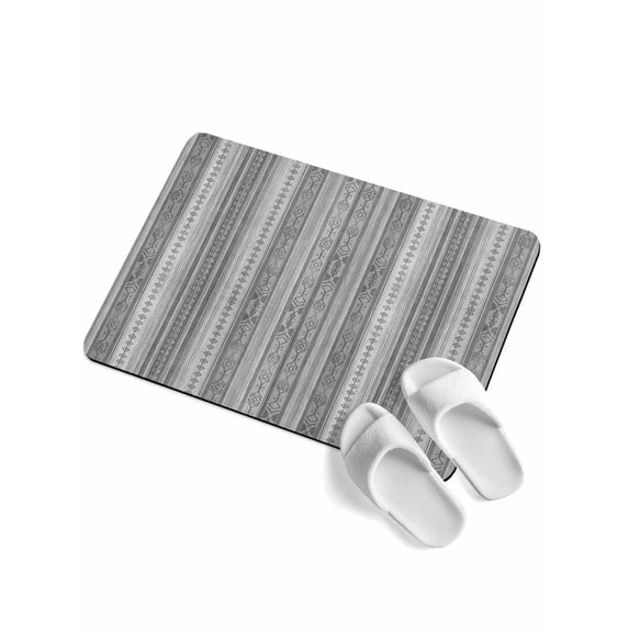 Boho Gray Soft Diatomaceous Earth Mat, Stripes Abstract Geometric ...