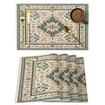 Boho Green Beige Placemats Set of 2, Cotton Linen Fabric Place Mats ...