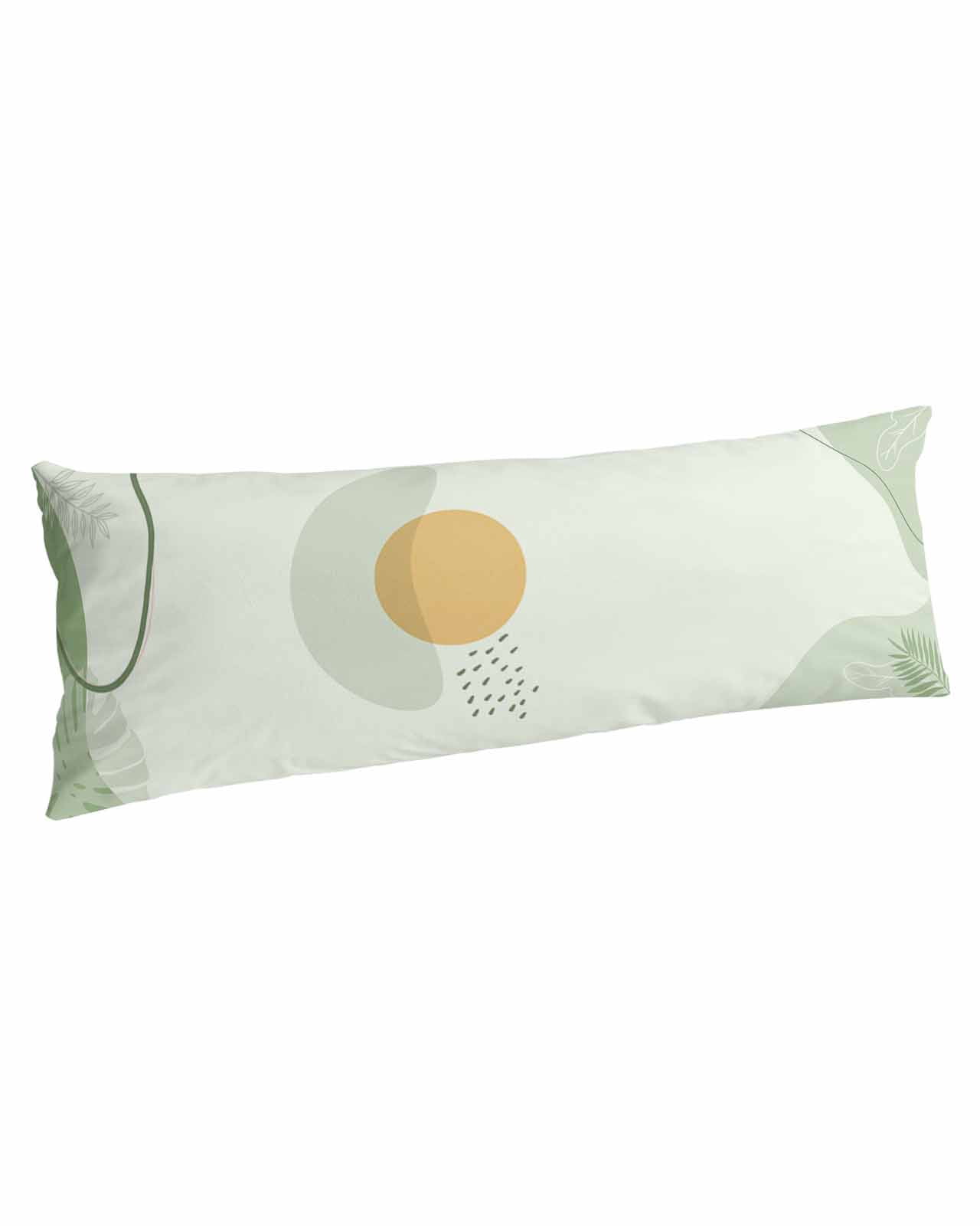 Boho Green Body Pillow Covers, AbstractGeometric Leaves Plant Aesthetic ...