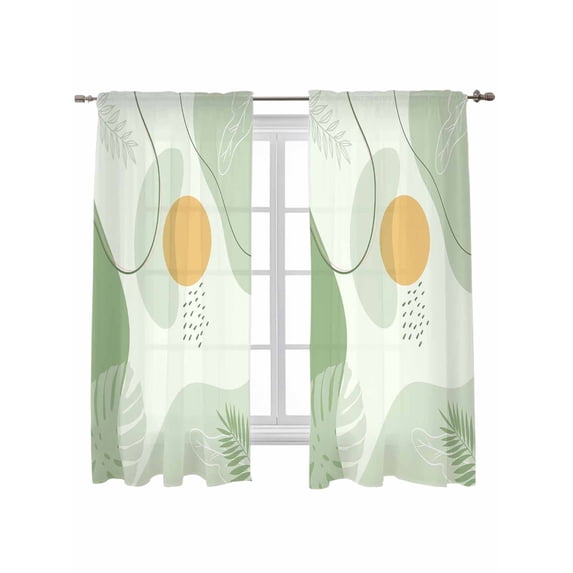 Boho Green,Curtains 63 Inch Length,Sheer Curtains for Bedroom Living ...