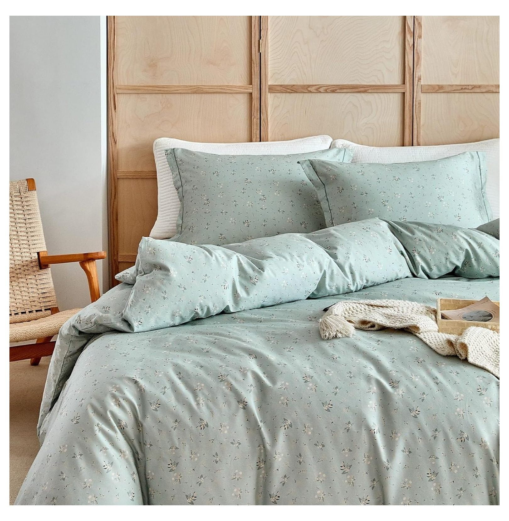 Boho Green Floral Duvet Cover Twin 100% Cotton Vintage Garden Floral ...