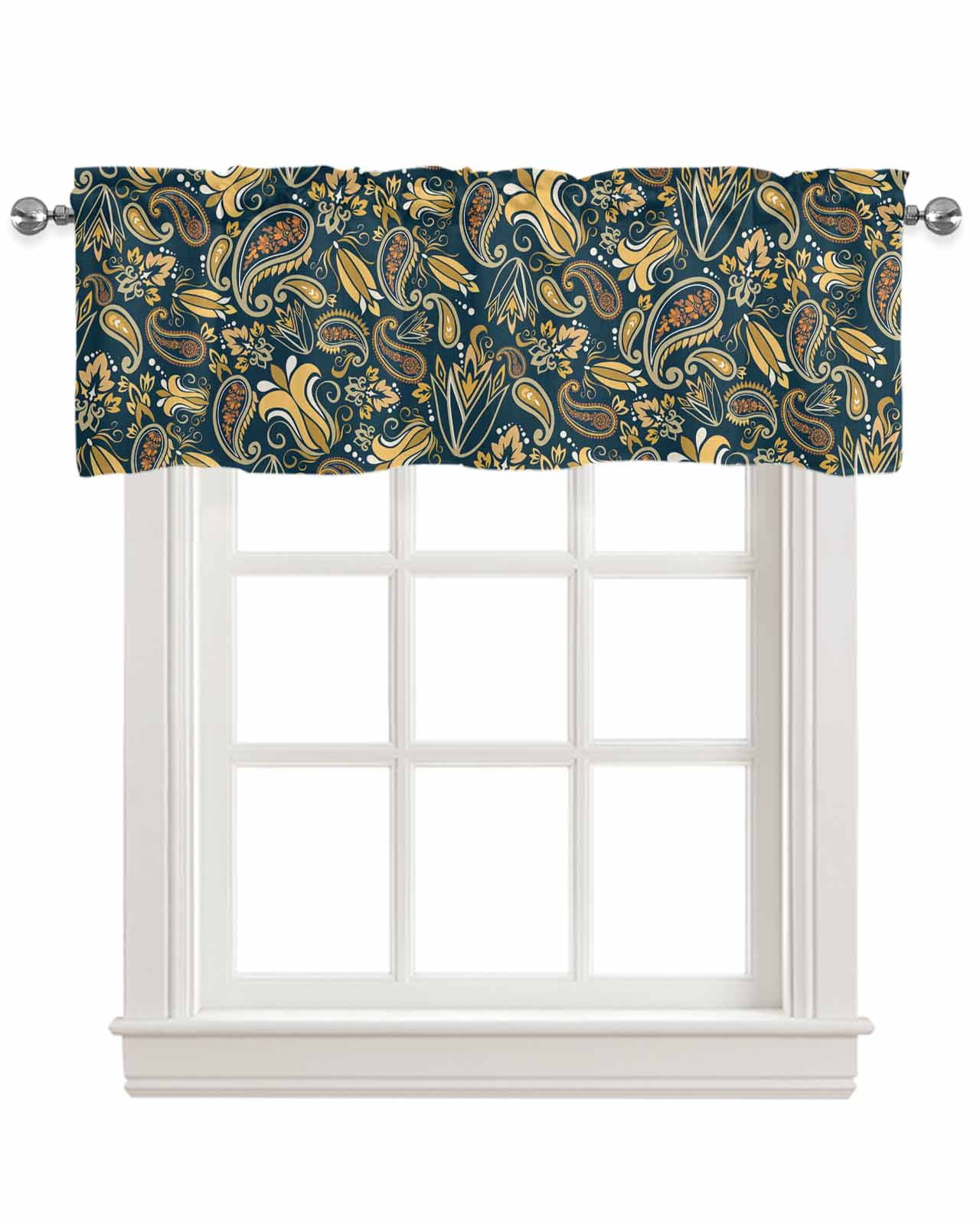 Boho Green Floral Kitchen Valances for Windows Farmhouse Linen Window ...