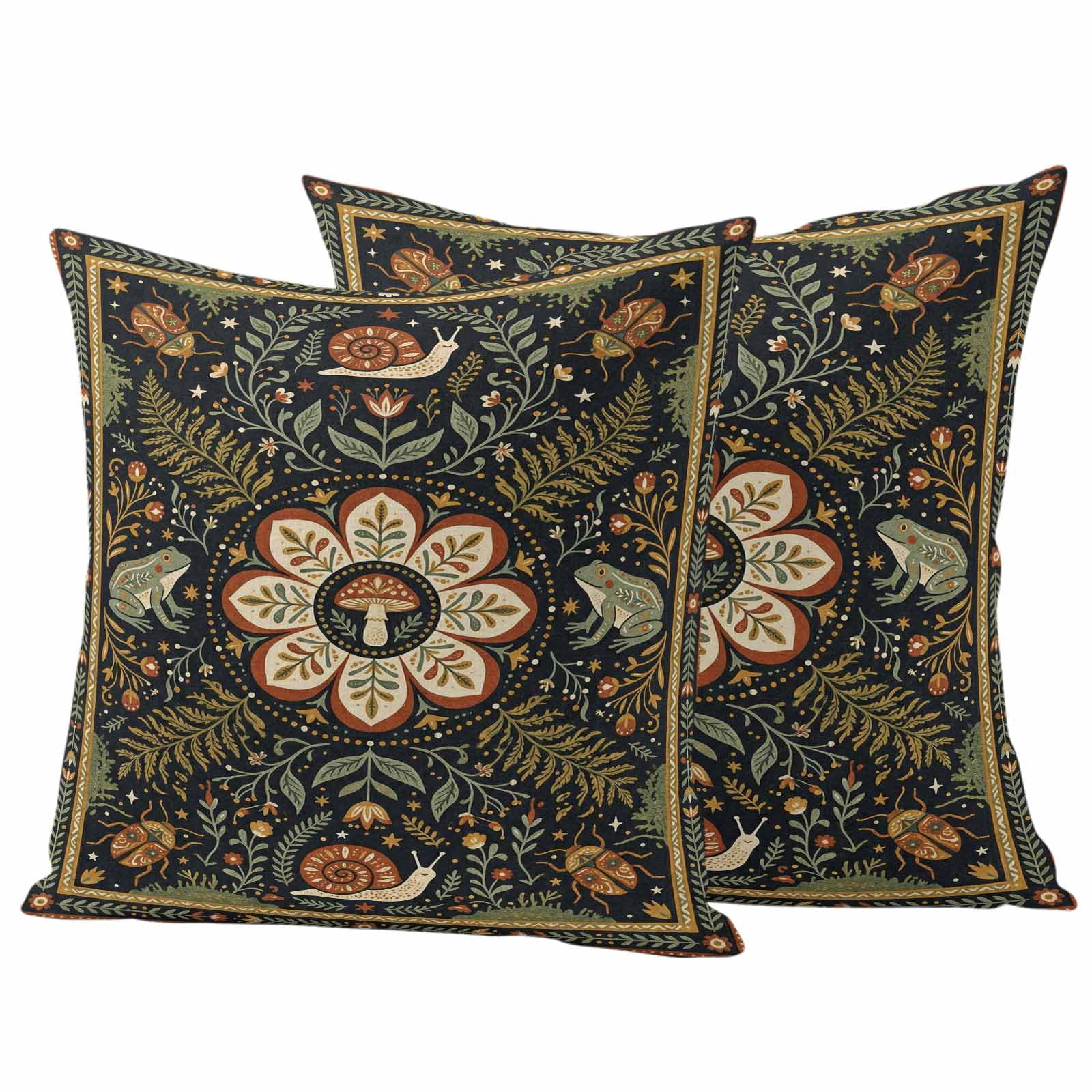 Boho Green Flowers Outdoor Waterproof Pillow Covers, Modern Bohemia ...