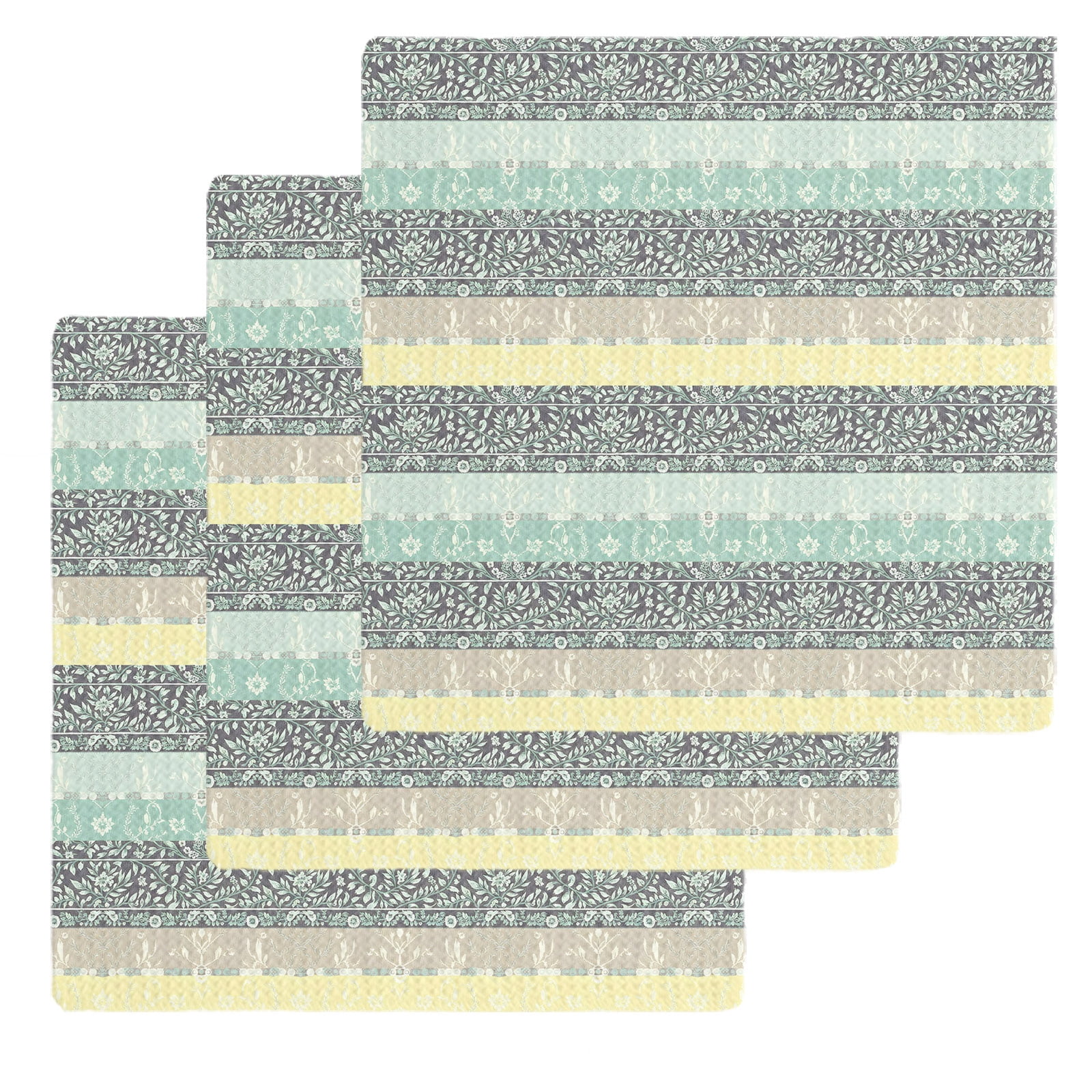 Boho Green Kitchen Dish Towels for Drying Dishes Set of 3, Stripe ...