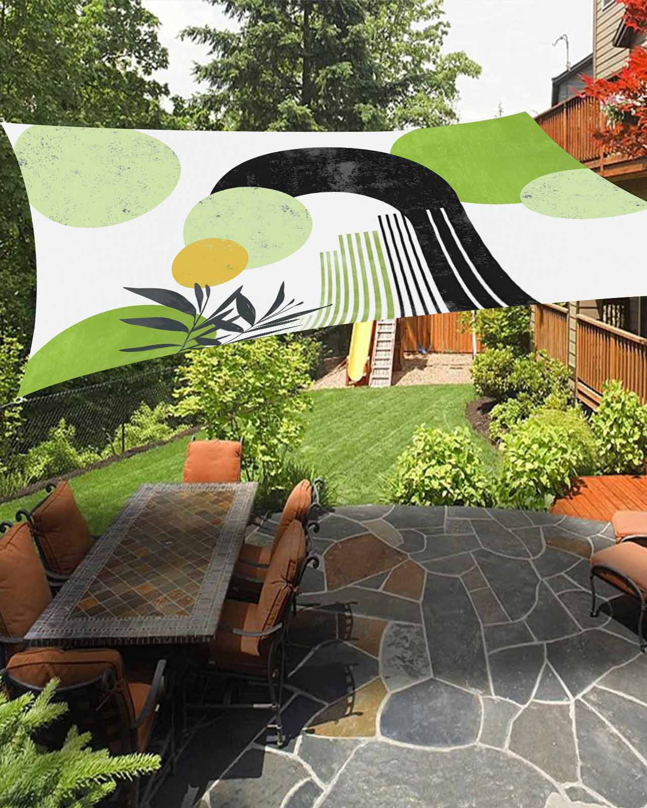 Boho Green Sun Shade Sail 14'X18' Modern Abstract Green Black Yellow ...