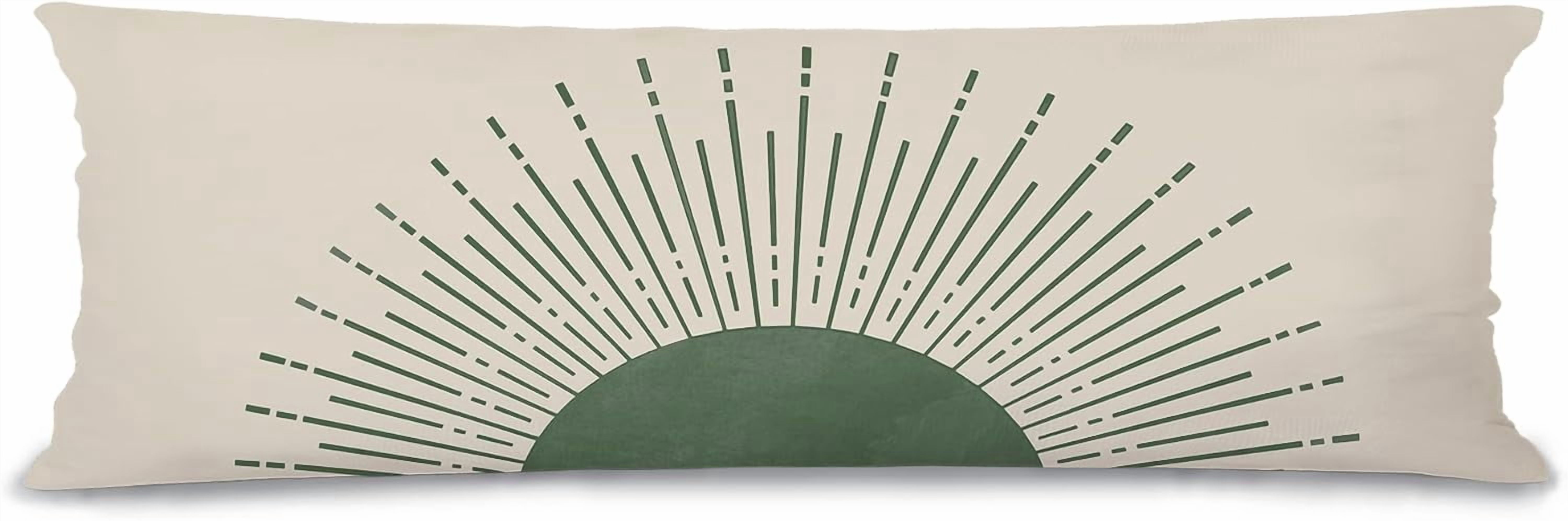 Boho Green Sun Sunshine 20x54 Body Pillow Cover Case, Mid Century ...
