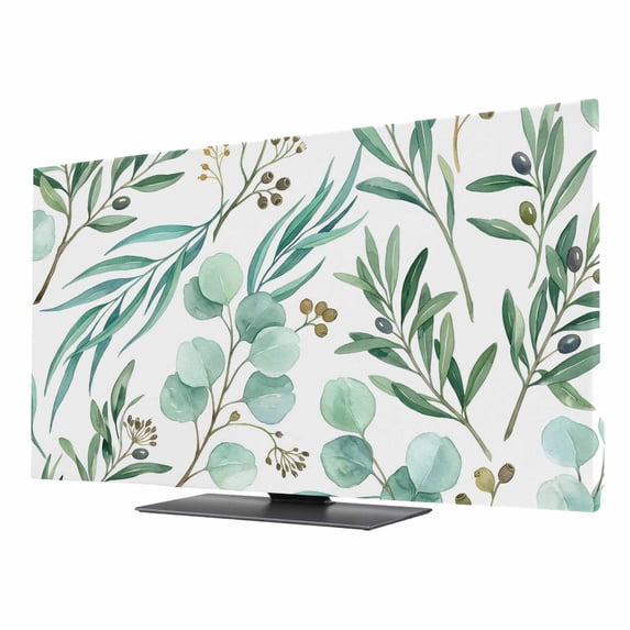 Boho Green TV Cover for 65 Inch Screen, Stretch Fabric Dustproof TV ...