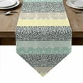 Boho Green Table Runner Linen Burlap Table Runner 48 Inches Long Stripe ...