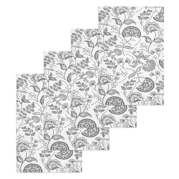 Boho Grey Floral Kitchen Dish Towels for Drying Dishes Set of 4 ...