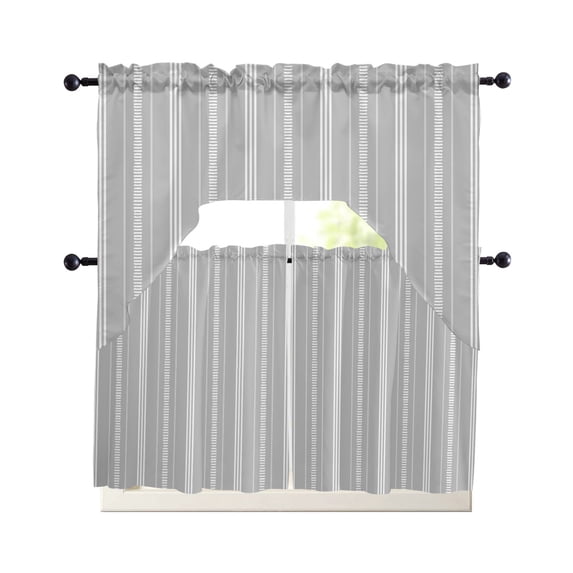 Boho Grey Kitchen Curtains Sets for Windows 3 Piece, Minimalist ...
