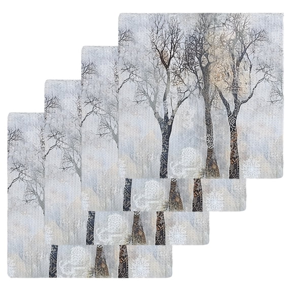 Boho Grey Tree Kitchen Dish Towels for Drying Dishes Set of 4, Vintage ...