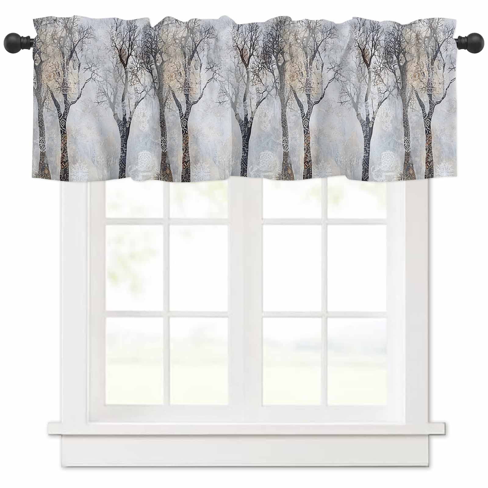 Boho Grey Tree Valances for Windows Farmhouse Kitchen Curtains Valances ...