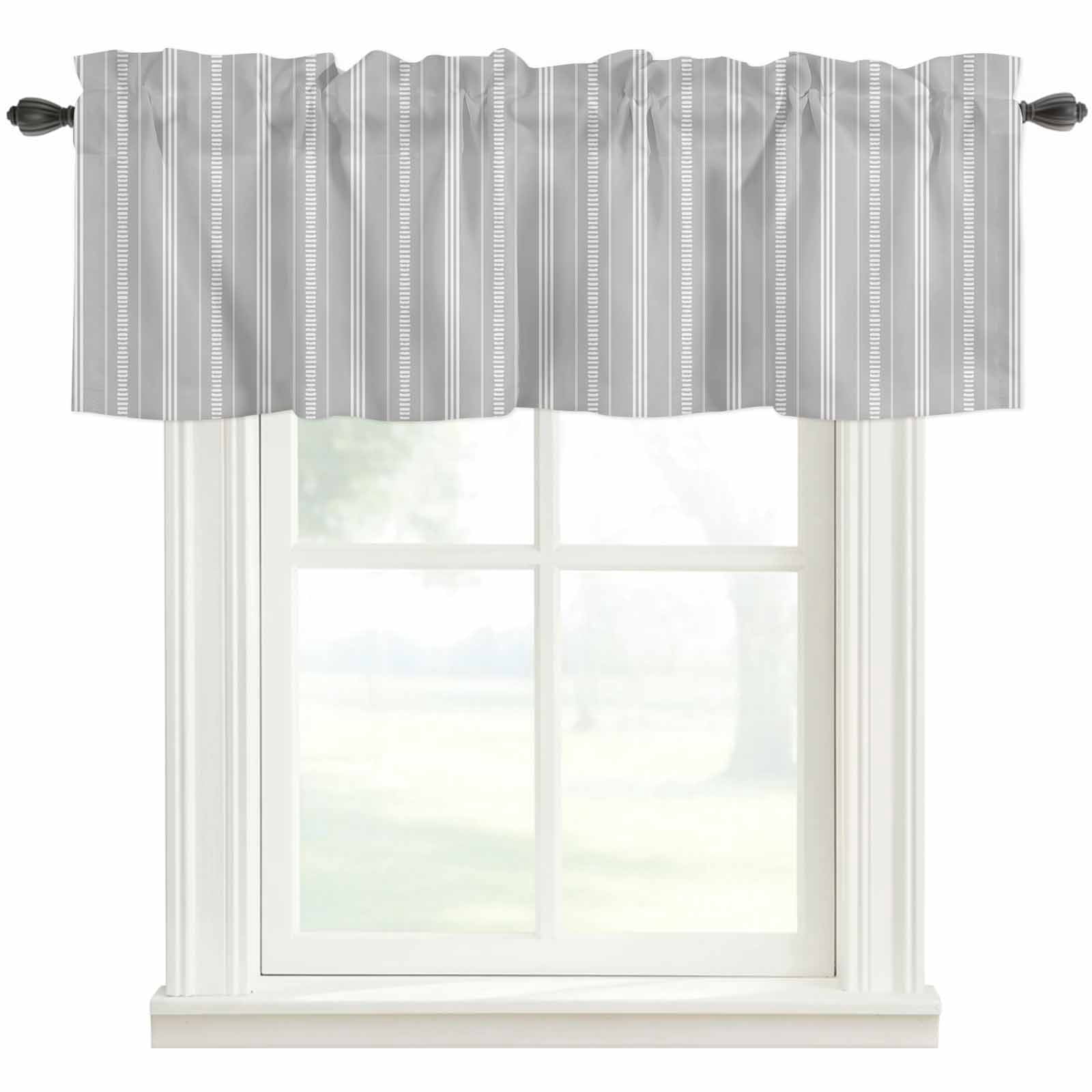 Boho Grey Valances for Windows Farmhouse Kitchen Curtains Valances Rod ...