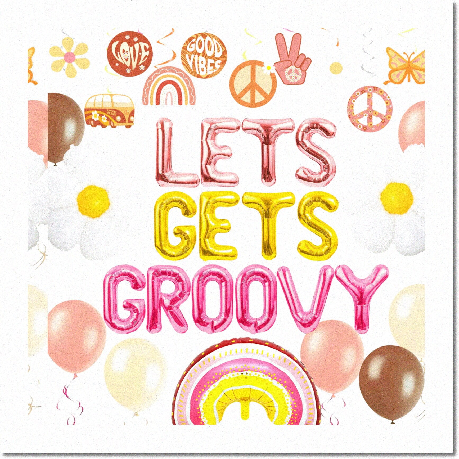 Boho Groove Party Pack - Banner, Balloons, Backdrop, Sign - Birthday ...