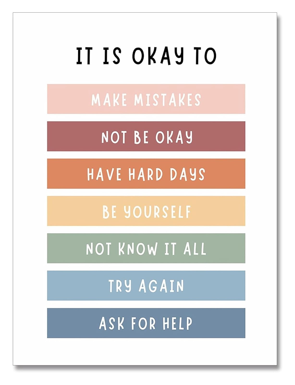 Boho Growth Mindset Posters - Mental Health Affirmations Wall Art in ...