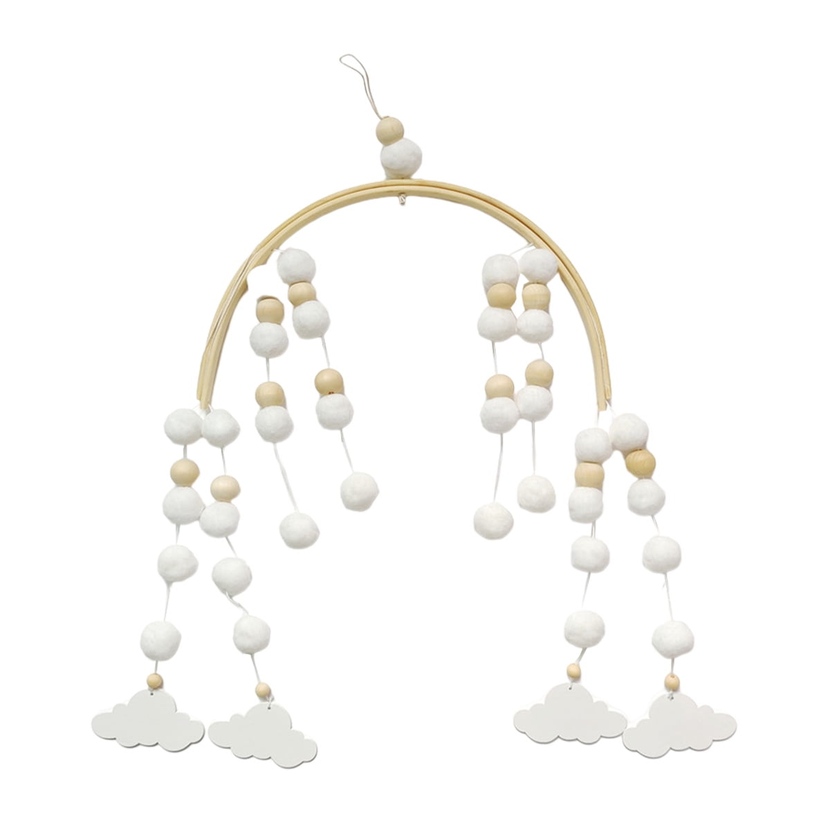 Boho Hairball wood bead wind chime bed bell, baby cot mobile gender ...