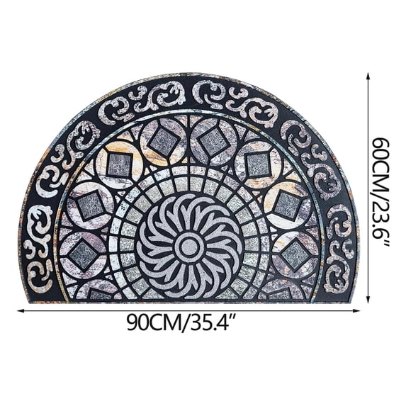 Boho Half Circle Doormat, 23.62 x 35.43 In Crystal Velvet Non Slip ...