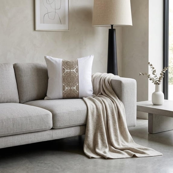 Boho, Handmade White Decorative Throw Pillow Covers 18"x18" | Modern ...