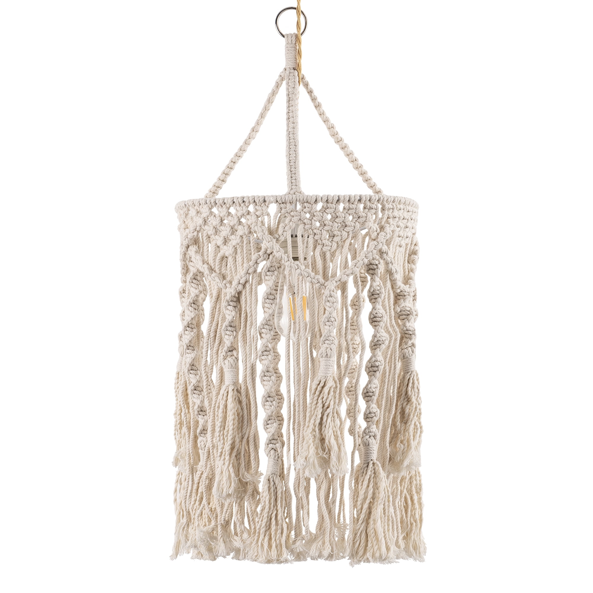 Boho Hanging Lamp, Hanging Lamp with Handmade Macrame Lamp Shade Plug ...