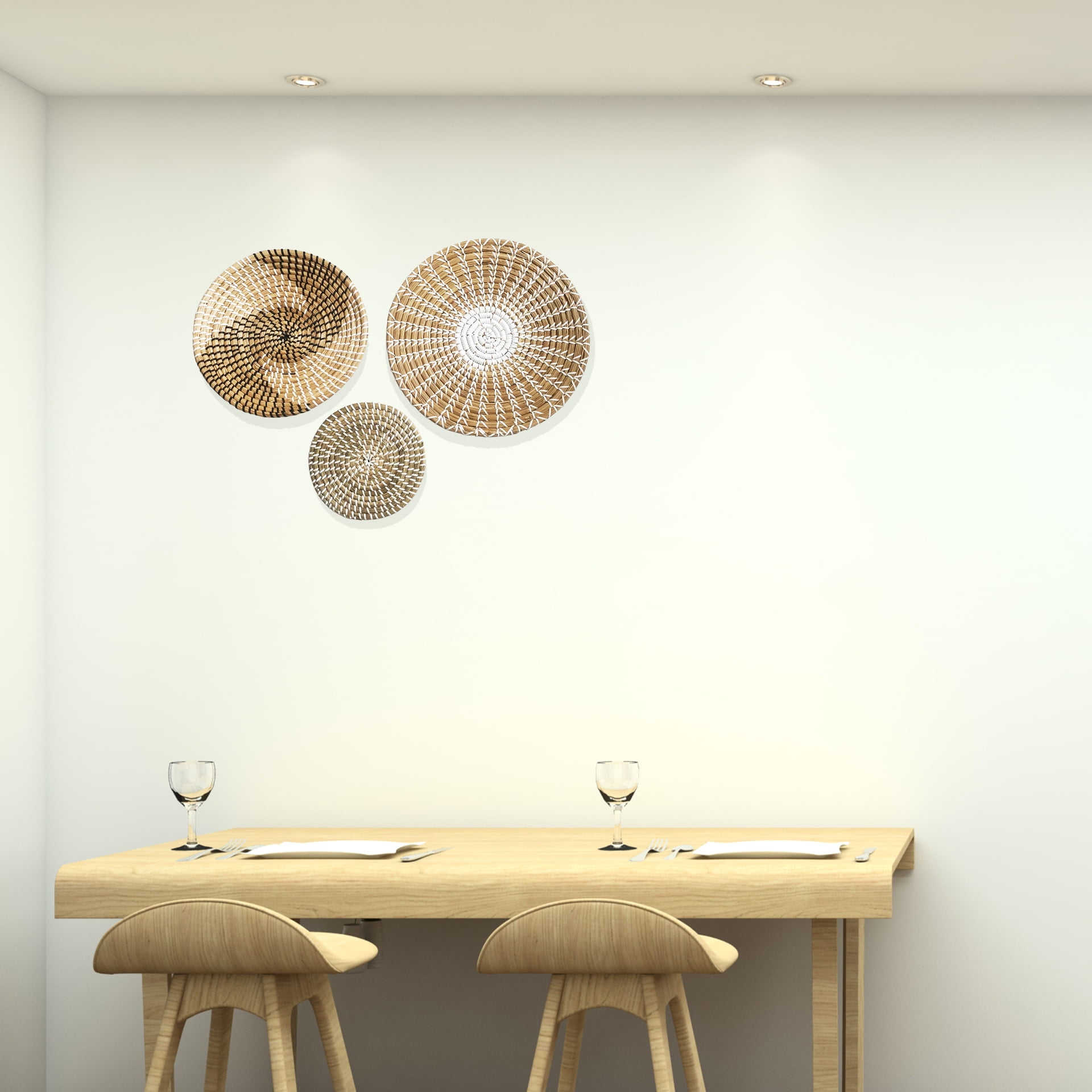 Boho Hanging Woven Wall Basket Set of 3 Rattan Handmade Wall Basket ...