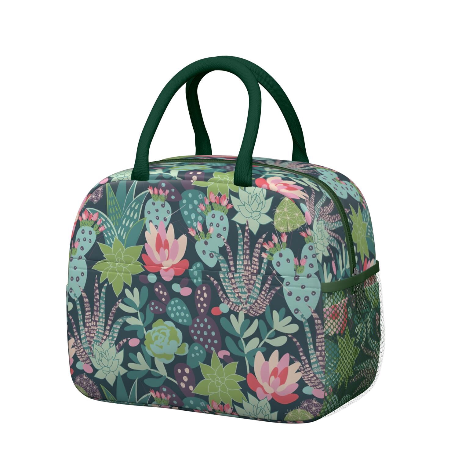 Boho Hawaiian Lunch Tote – Tropical Floral and Botanical Jungle Leaves ...