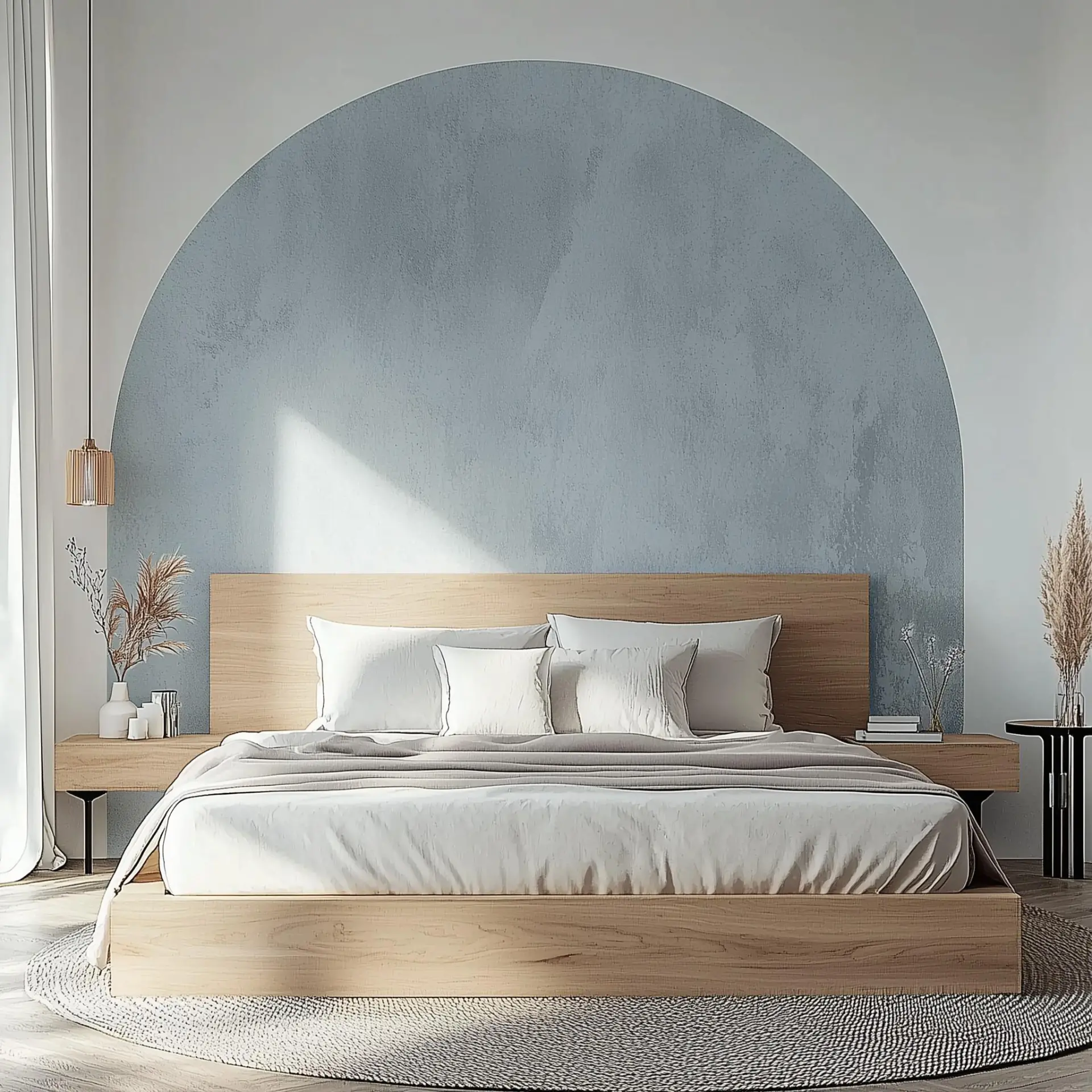 Boho Headboard Decal | Sky Blue Half Circle Wall Sticker | Bed Arch ...