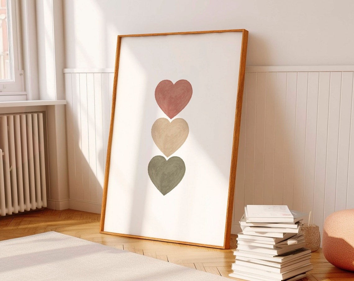 Boho Hearts Poster, Boho Nursery Wall Decor, Girl Room Wall Dã©Cor ...
