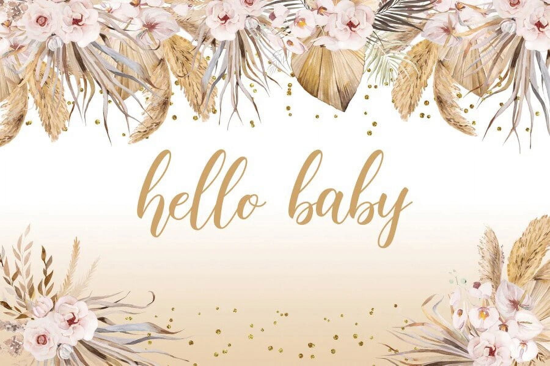 Boho Hello Baby Theme Backdrop Chic Pink Flowers Welcome Oh Sweet Baby ...