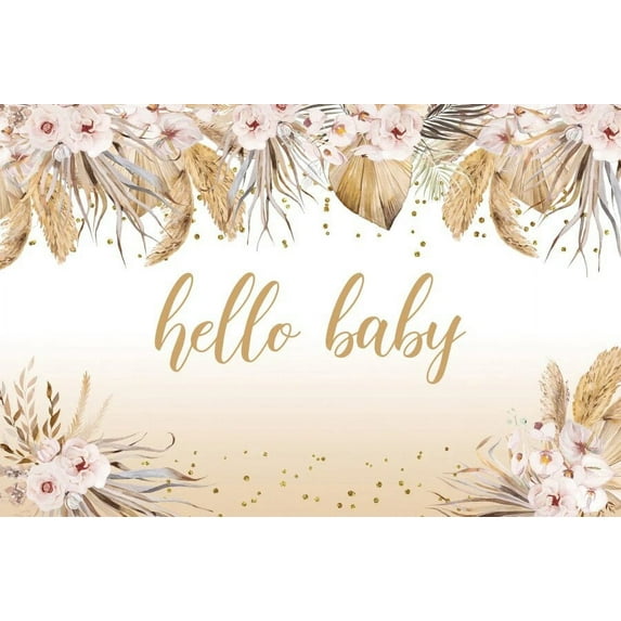 Boho Hello Baby Theme Backdrop Chic Pink Flowers Welcome Oh Sweet Baby ...