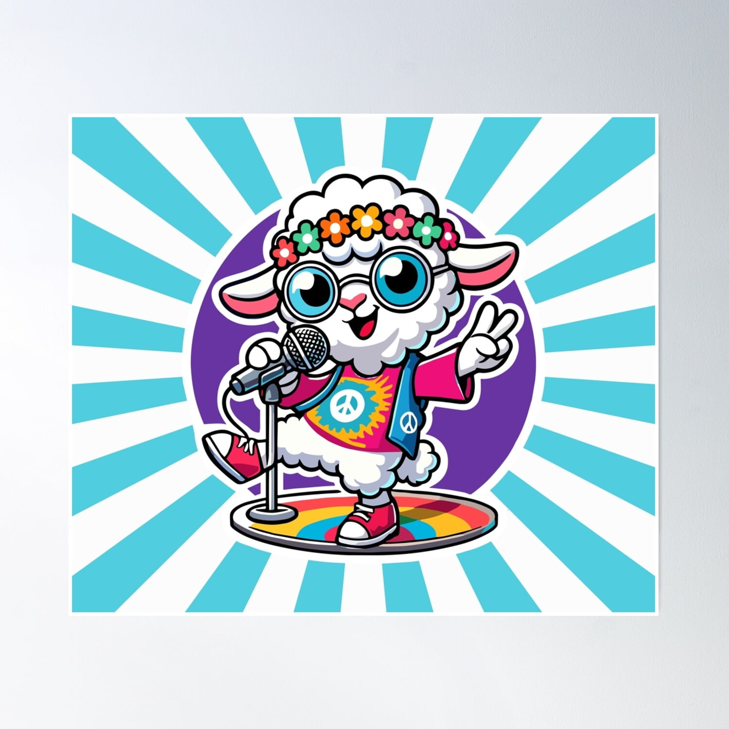 Boho Hippie Lamb Singer Poster Wall Art, Modern Wall Decor, 8x12 ...