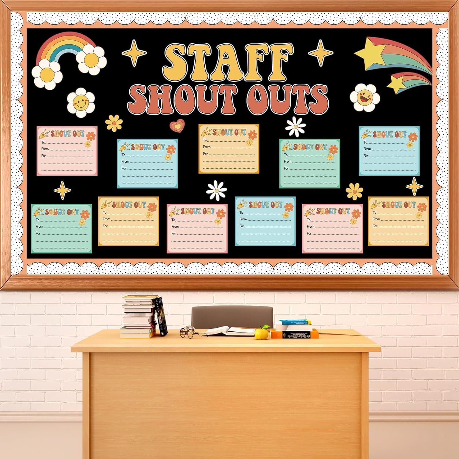Boho Hippie Staff Shout Outs Bulletin Board Decorations Groovy Retro ...