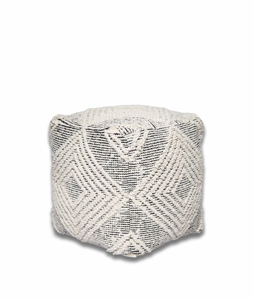 Boho Home Decor Black White Geometric Square Ottoman Foot Stool Pouf ...