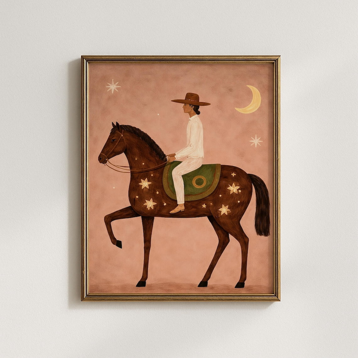 Boho Horse Rider Minimalist Western Poster Unframed Paper Print ...