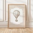 Boho Hot Air Balloon Print Gingham Pattern Nursery Wall Decor Unframed ...