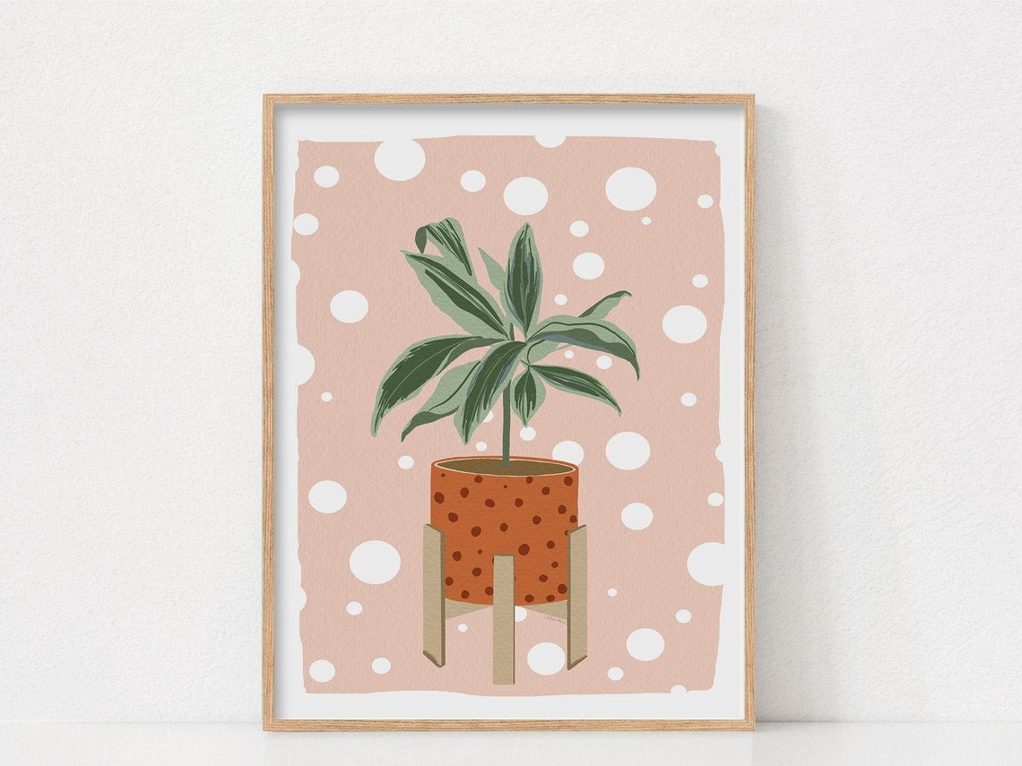 Boho House Plants Wall Artplant Botanical Poster Plant Polka Dot Poster ...