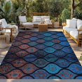 Boho Indoor Outdoor Rugs 5x8 Ft, Moroccan Trellis Blue Red Black ...