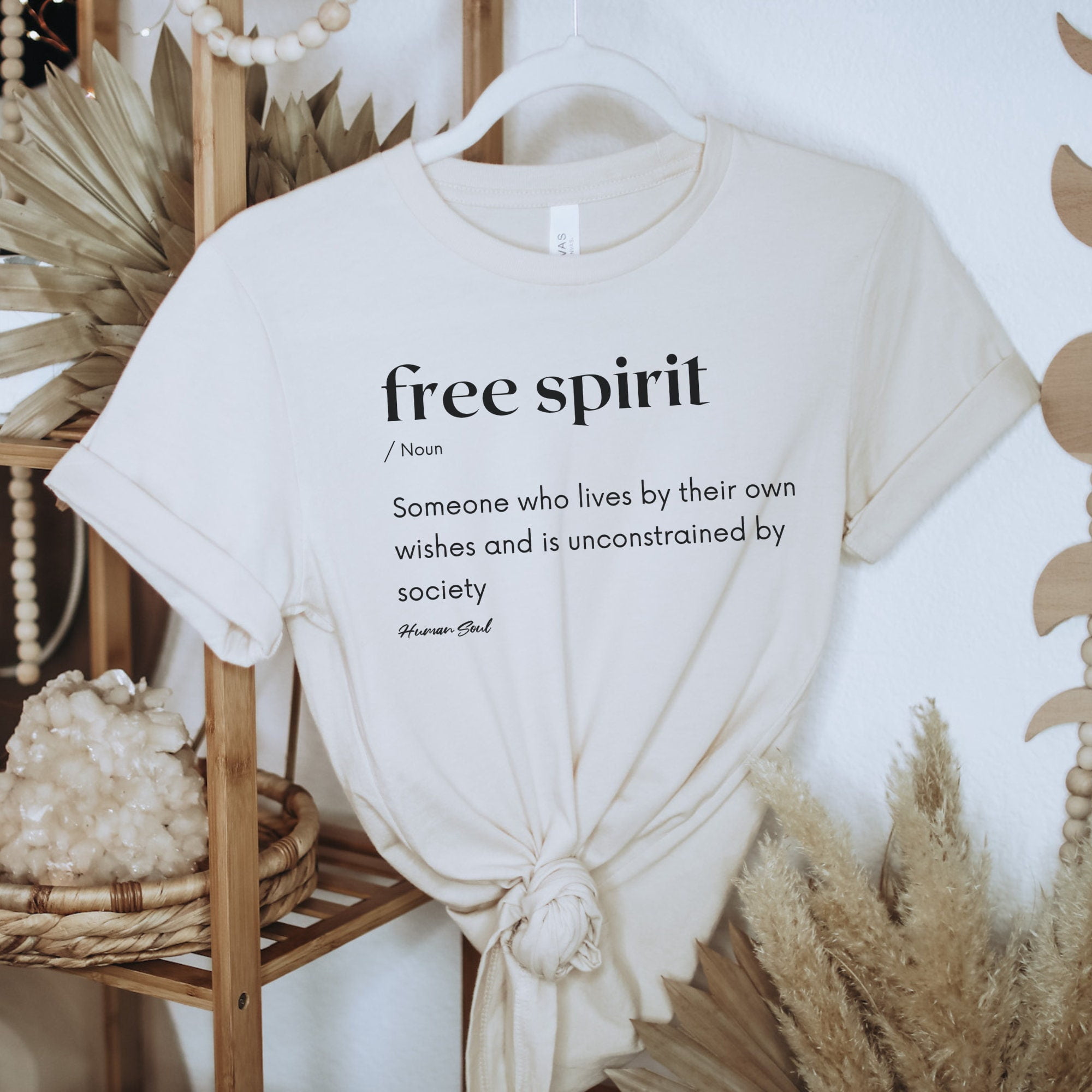 Boho Inspirational Free Spirit Definition T-Shirt with Knotted Detail ...