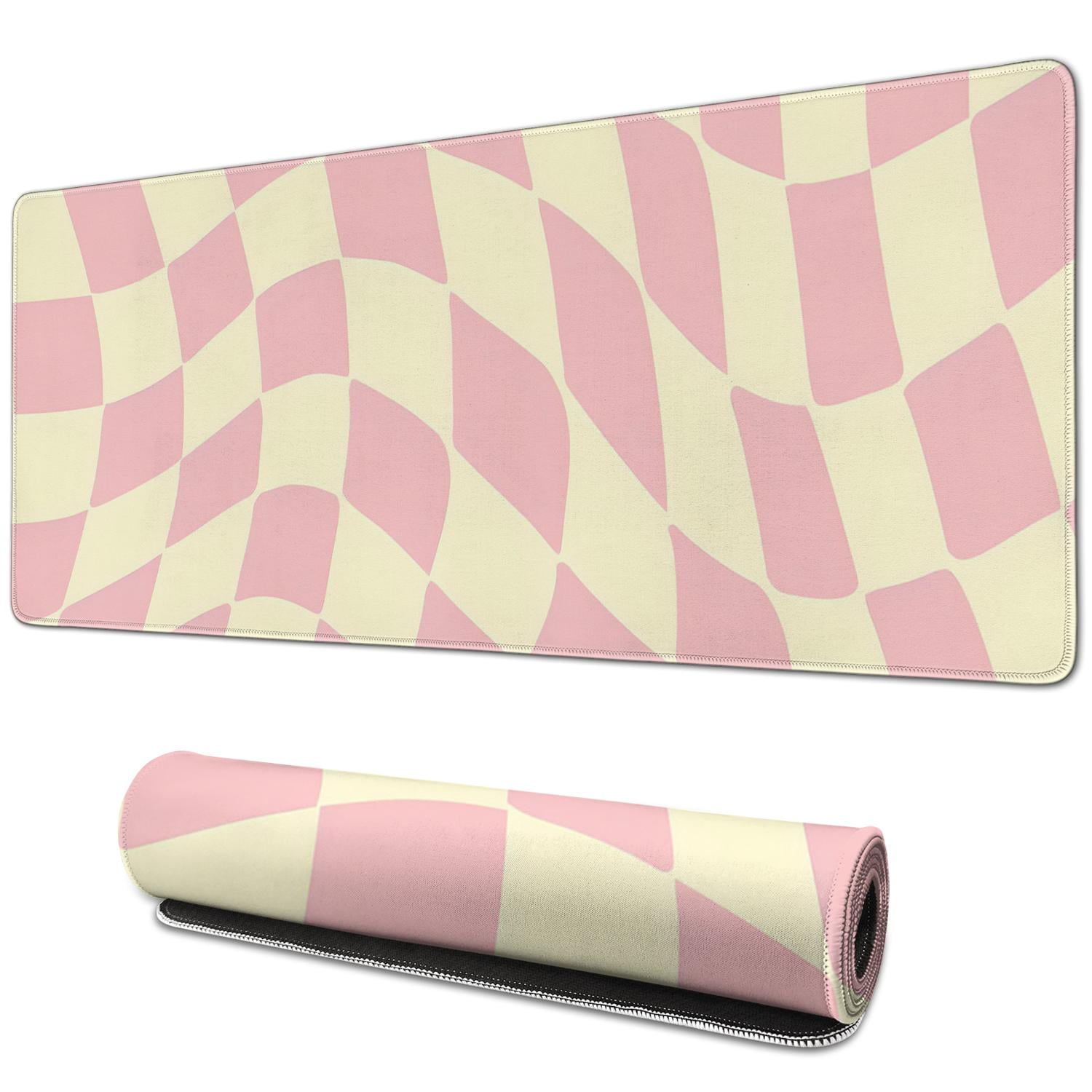 Boho-Inspired Pastel Checkered Mouse Pad - Cute Aesthetic Design, Anti ...