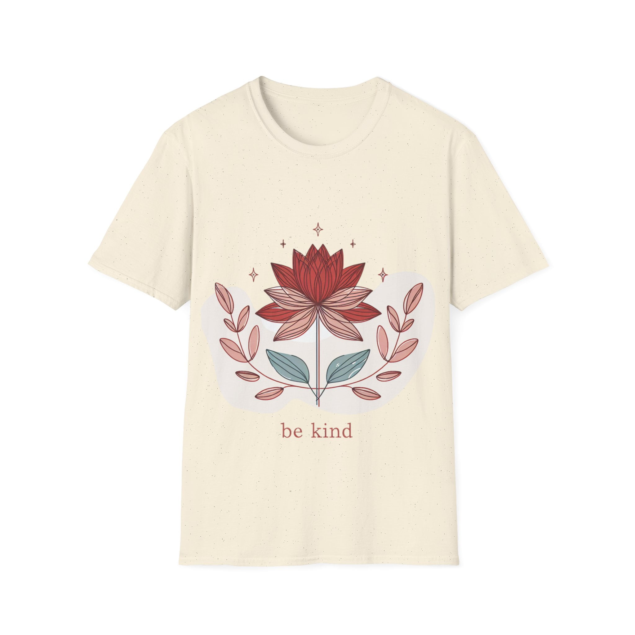Boho-Inspired Tshirt with 'Be Kind' and Red Lotus Flower Design ...