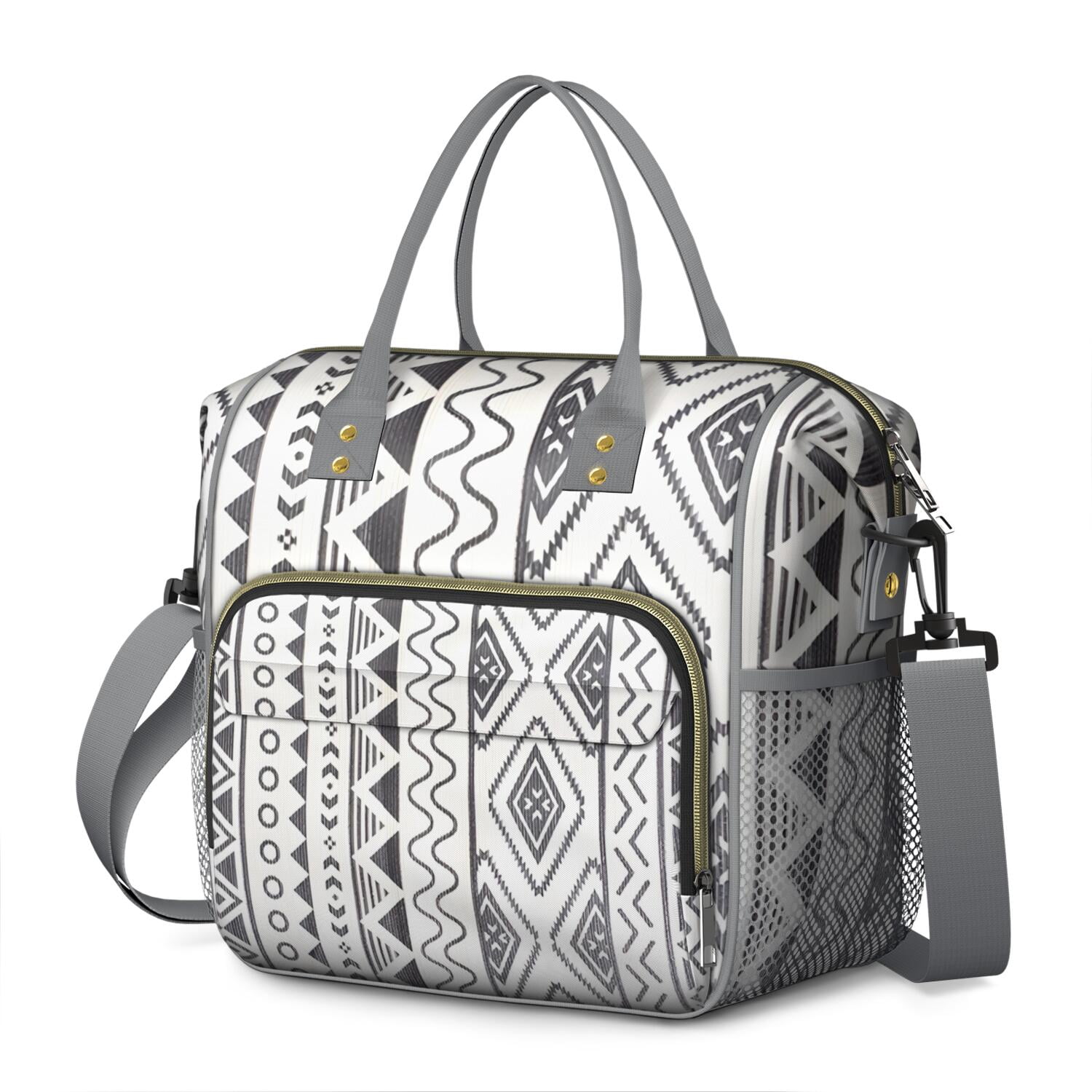 Boho Insulated Lunch Bag for Women, Large Dual Compartment Vintage ...