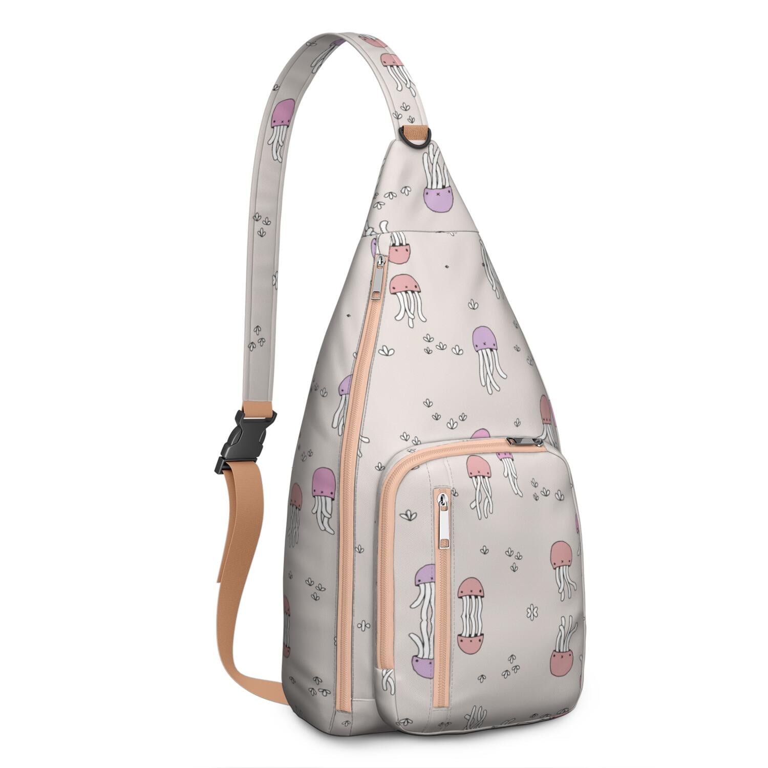 Boho Jellyfish Sling Backpack – Watercolor Ocean Daypack with Mystical ...
